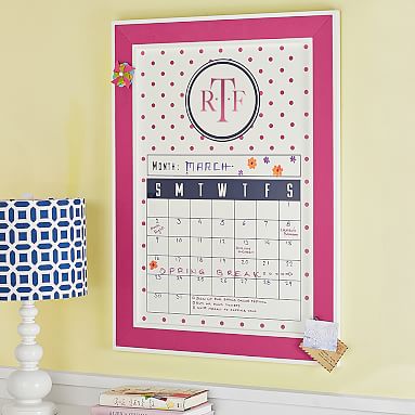 Preppy Dot Dry-Erase Calendar, Pink | PBteen